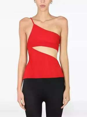 ANDREĀDAMO One-shoulder Cut-out Top - Red