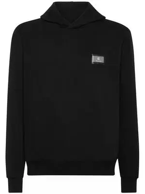 BILLIONAIRE Logo-plaque Cotton Hoodie - Black