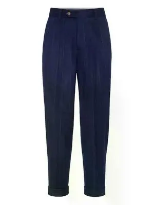Brunello Cucinelli Pleated Wool-cashmere Blend Trousers - Blue