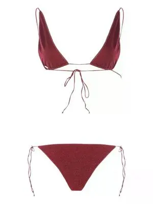Oseree Lurex Triangle Bikini - Red