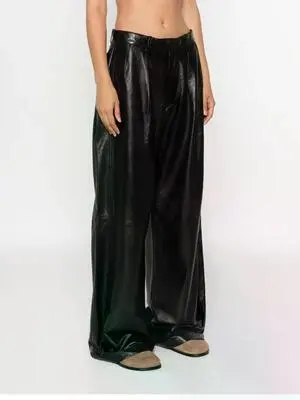 R13 Pleated Leather Trousers