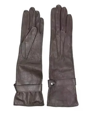 MANOKHI Button-fastening Leather Gloves - Brown