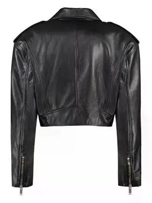 HALFBOY Cropped Biker Leather Jacket - Black