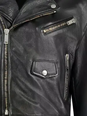 HALFBOY Cropped Biker Leather Jacket - Black