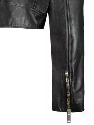 HALFBOY Cropped Biker Leather Jacket - Black