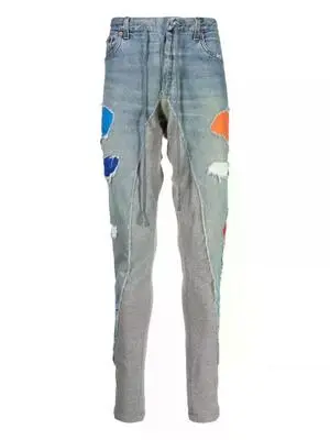 GREG LAUREN Patchwork Distressed-denim Track Pants