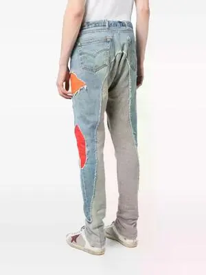 GREG LAUREN Patchwork Distressed-denim Track Pants