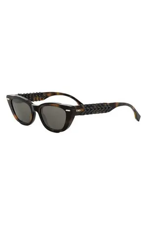 Fendi Interlace Cat Eye Sunglasses - Blonde Havana /smoke