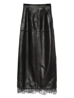 MANOKHI Leather A-line Skirt - Black