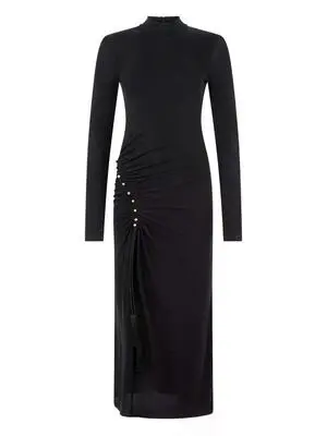Roberto Cavalli Gathered-detail High-neck Midi Dress - Black