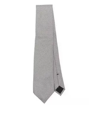 TOM FORD Houndstooth-pattern Neck Tie - White