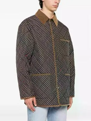 Valentino Garavani Geometric Pattern Corduroy Collar Overshirt - Blue