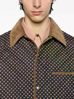 Valentino Garavani Geometric Pattern Corduroy Collar Overshirt - Blue