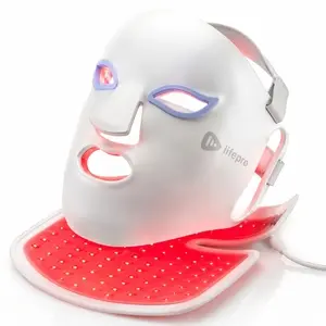 LIFEPRO Red Light Therapy Face Mask With Neck Coverage 3-color Led Light Therapy For Skin Care At Home - White