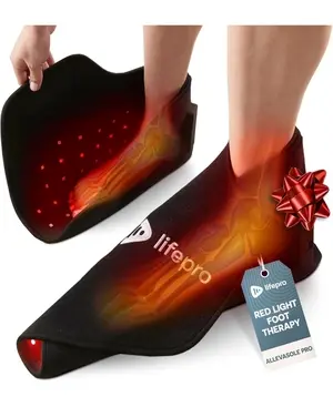 LIFEPRO Red & Near Infrared Light Therapy Foot & Ankle Brace Â Pain Relief For Feet - Black