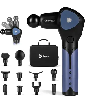LIFEPRO Heavy Duty Massage Gun For Athletes Deep Tissue Percussion Muscle Massager With Adjustable Heads & Tips - Blue
