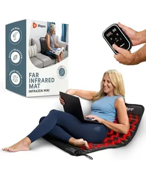 LIFEPRO Portable Far Infrared Heating Mat – Infrared Heat Pad For Back Pain Relief - Black