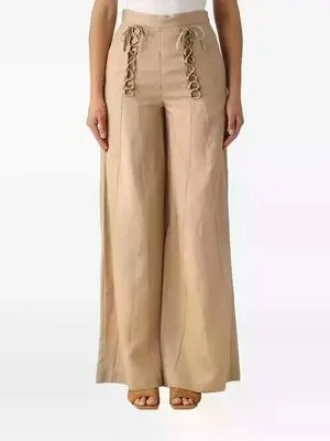 TWINSET Lace-up Wide-leg Trousers - Neutrals