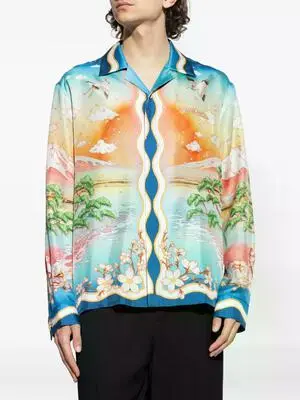 Casablanca Tennis Club Silk Shirt - Blue