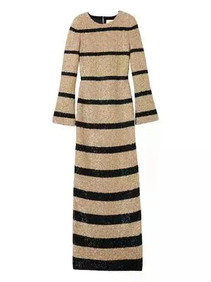 St. John Sequin Striped Maxi Dress