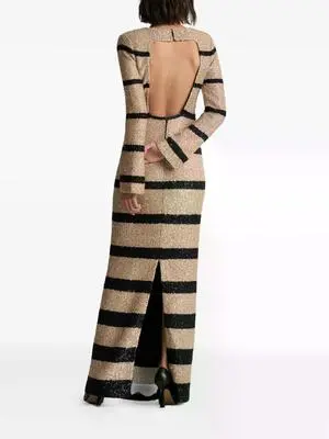 St. John Sequin Striped Maxi Dress