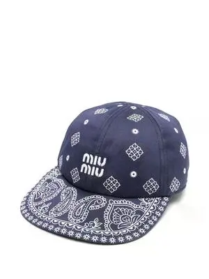 Miu Miu Logo-embroidered Cap - Blue
