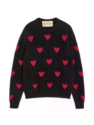 Valentino Garavani Heart-patterned Knit Sweater - Black