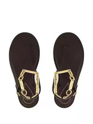 Zimmermann Chain-embellished Leather Sandals - Brown