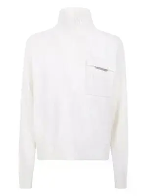 Brunello Cucinelli High-neck Pocket Sweatshirt - White