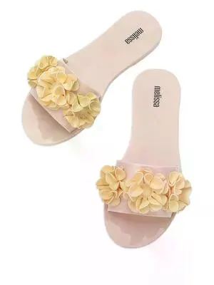 Melissa Babe Springtime Flower Embellished Slides - Neutrals