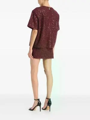 ROTATE BY BIRGER CHRISTENSEN Grid-pattern Sequin-embellished Mini Skirt