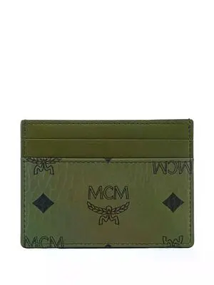 Mcm Visetos Monogram Canvas Cardholder - Green