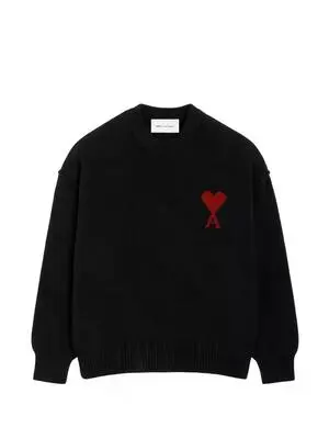 AMI Paris Intarsia-knit Wool Sweater - Black