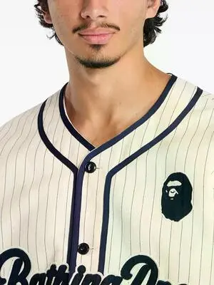 A BATHING APE Pinstripe Baseball Shirt