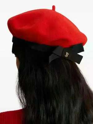 PATOU Grosgrain-bow Wool Beret - Red