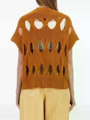 ALYSI Cable-knit Short Sleeve Sweater
