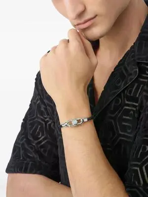 Philipp Plein Braided Leather Bracelet - Silver