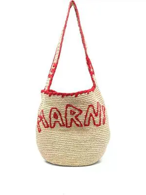 Marni Logo-embroidered Paper Shoulder Bag