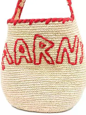 Marni Logo-embroidered Paper Shoulder Bag
