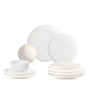 VILLEROY & BOCH Afina Porcelain 12 Piece Dinnerware Set, Service For 4 - White