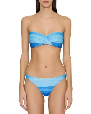 MILLY Margot Sunset Stripe Bikini Bottom - Blue Multi