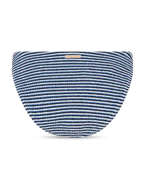 MILLY Margot Textured Stripe Bikini Bottom - Navy Multi