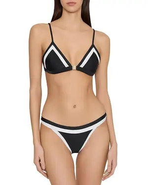 MILLY Positano Colorblocked Bikini Bottom - Black Multi