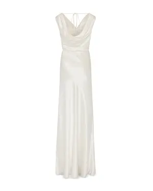 MILLY Hammered Satin Cowl Neck Gown