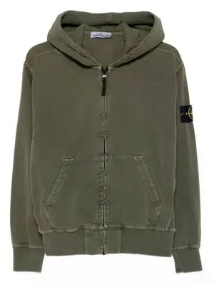 Stone Island Hooded Zip-up Sweatshirt - Green