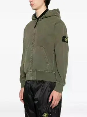 Stone Island Hooded Zip-up Sweatshirt - Green