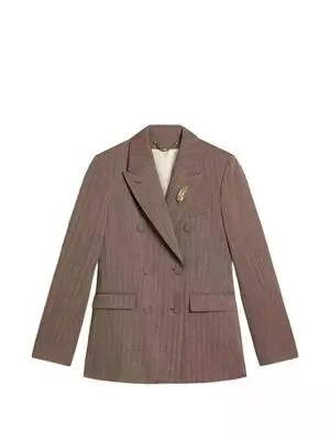 GOLDEN GOOSE Double-breasted Jacket With Feather Detail - Neutrals