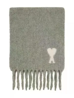 Ami De Coeur Fringed Scarf - Grey