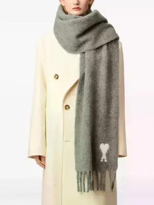 Ami De Coeur Fringed Scarf - Grey