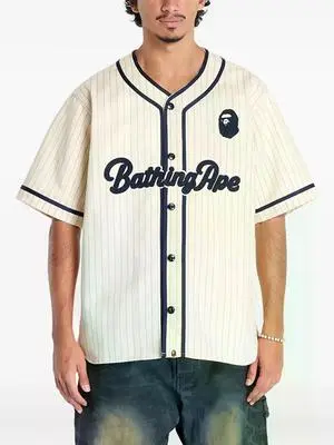 A BATHING APE Pinstripe Baseball Shirt